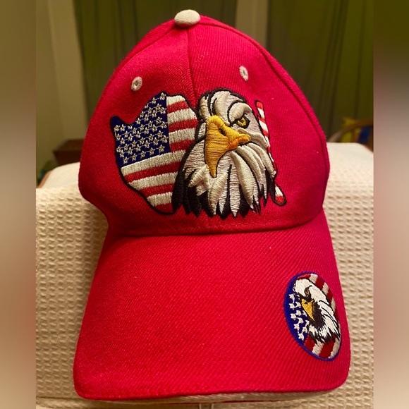 Accessories | Vintage American Bald Eagle Usa Patriotic Embroidered Red ...